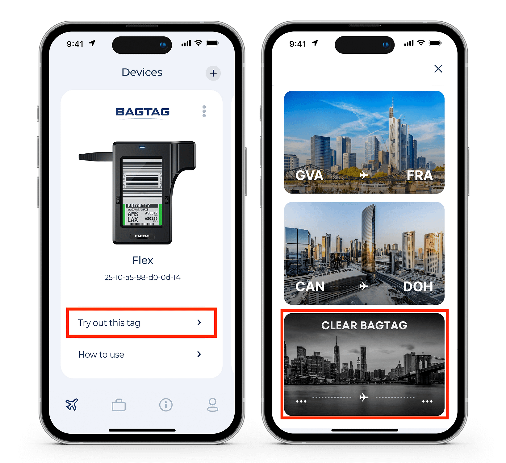 Check in baggage with the BAGTAG app